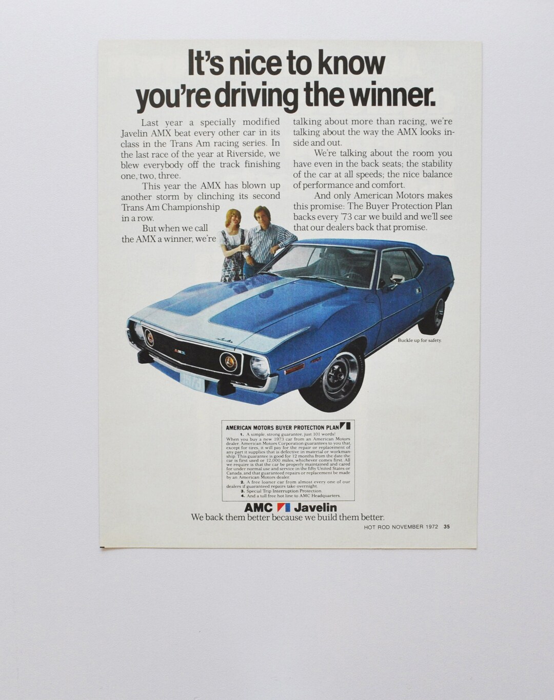 Car Ad 1972 AMC Javelin (motor Company Old Classic Photo Advertisement ...