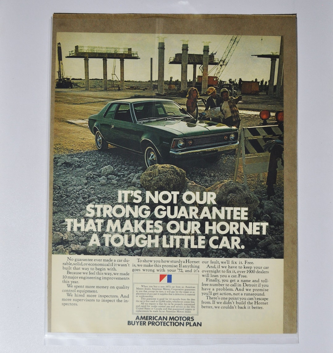 Large Car Ad 1972 AMC Hornet (american Motors Company Classic Old Photo ...