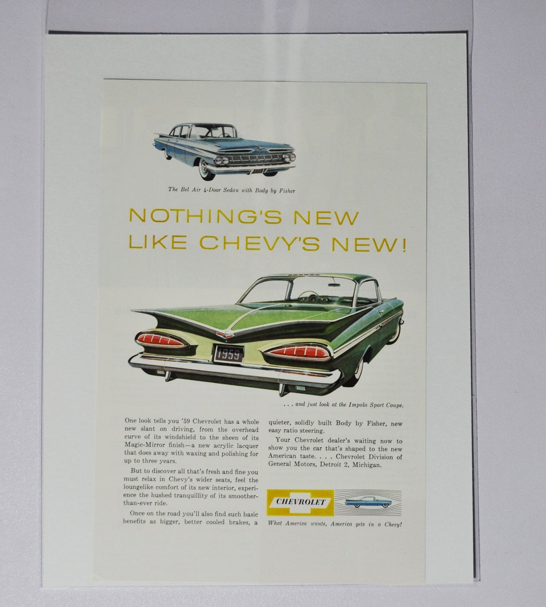 Car Ad 1959 Chevrolet Impala Sport Coupe (general Motors Company ...