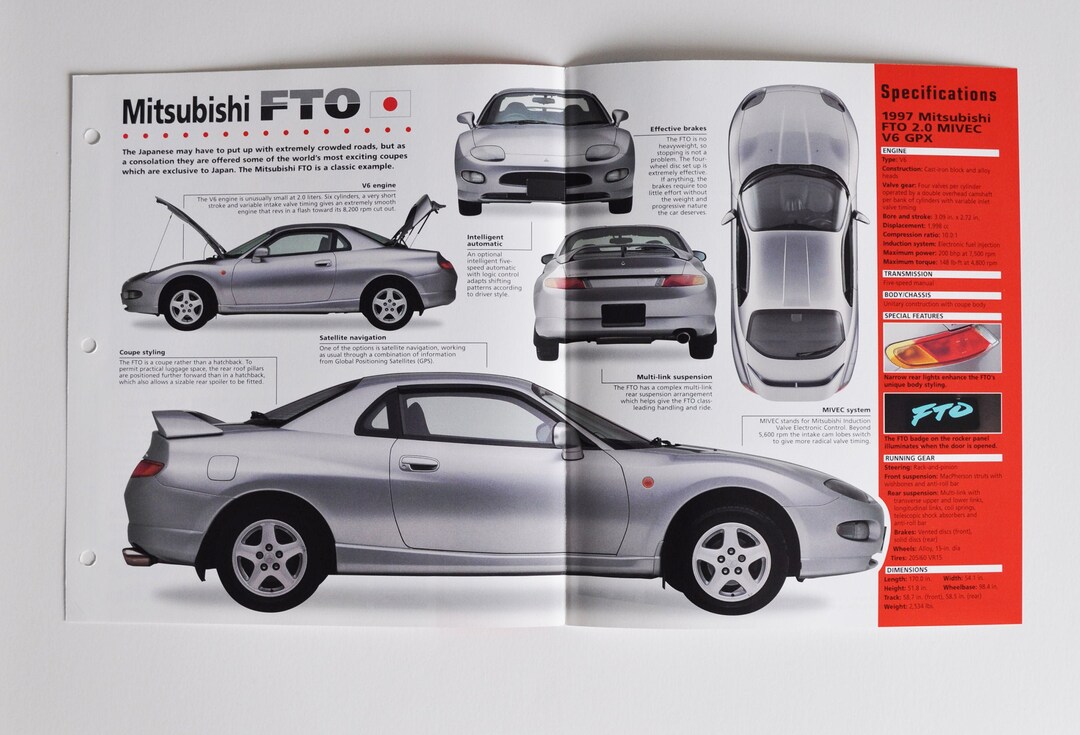 Spec Sheet Mitsubishi FTO (1995-PRESENT) (motor Car Photo Stat Info ...