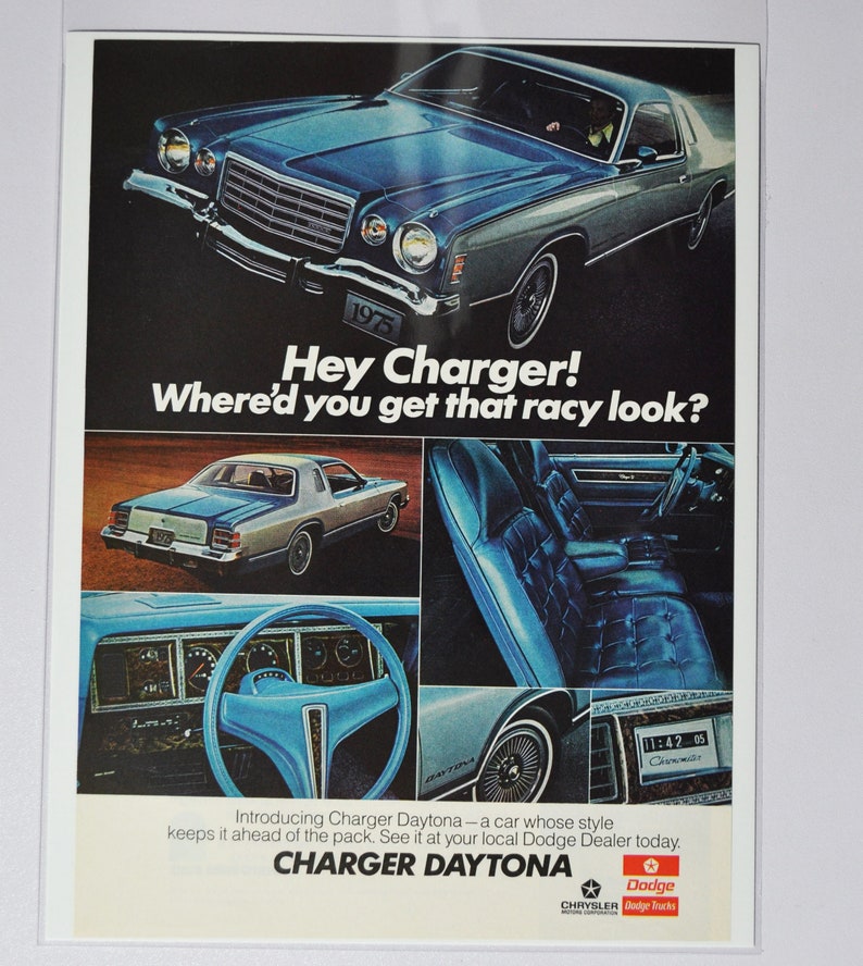 Car Ad 1975 Dodge Charger Daytona (motor Company Classic Old Photo ...