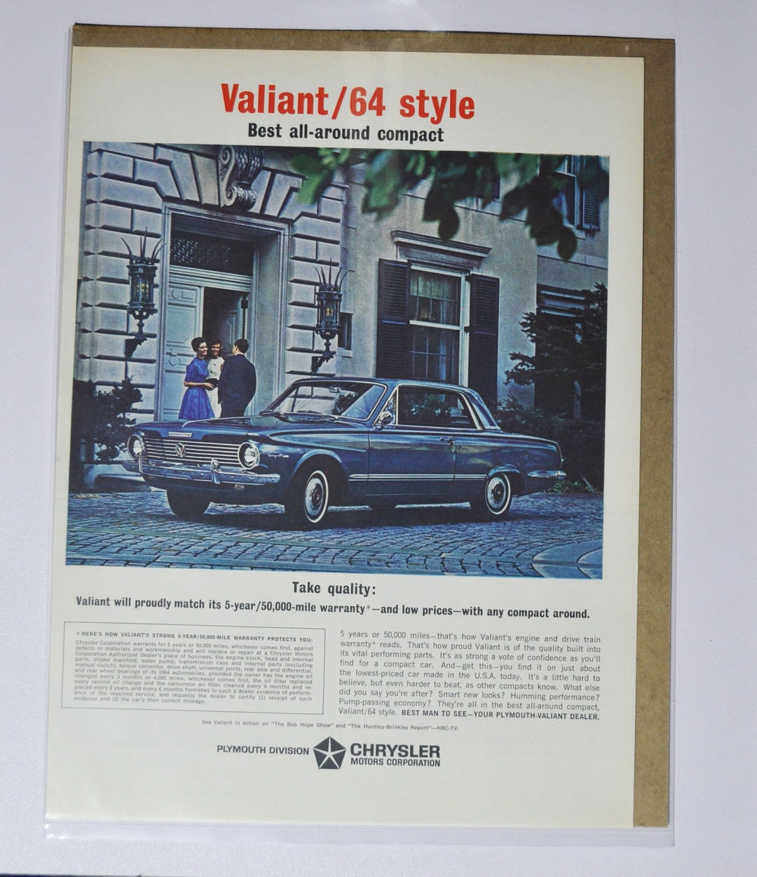 Large Car Ad 1964 Plymouth Valiant (motor Company Old Classic Photo ...
