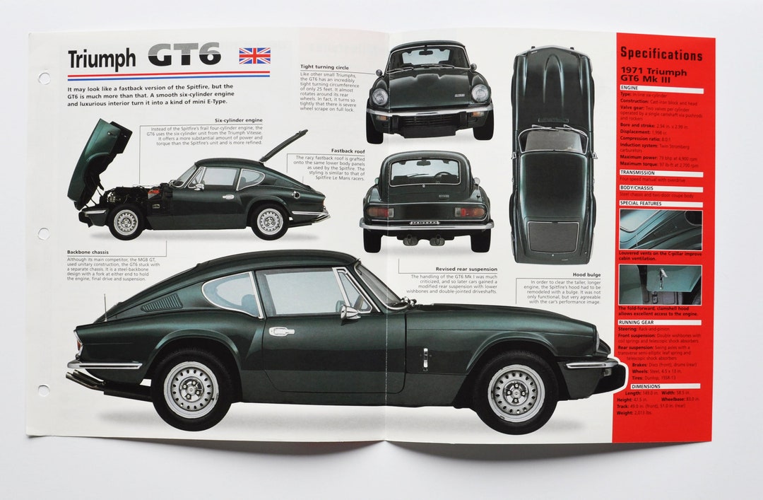 Spec Sheet Triumph GT6 1966-1973 car Photo Stat Info Specs Brochure ...