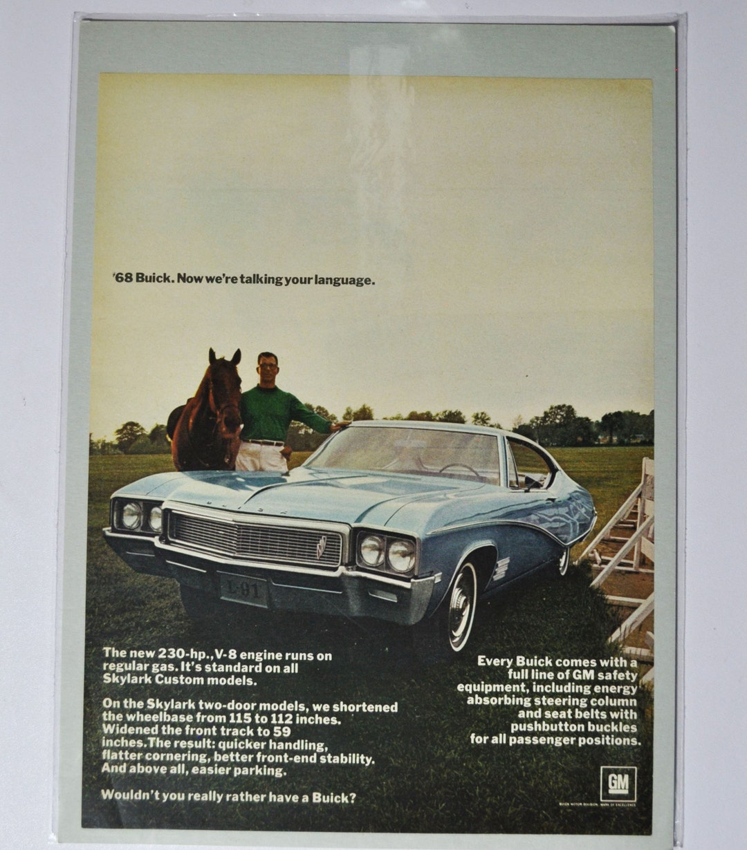 Large Car Ad 1968 Buick Skylark (general Motors Company GM Old Vintage ...