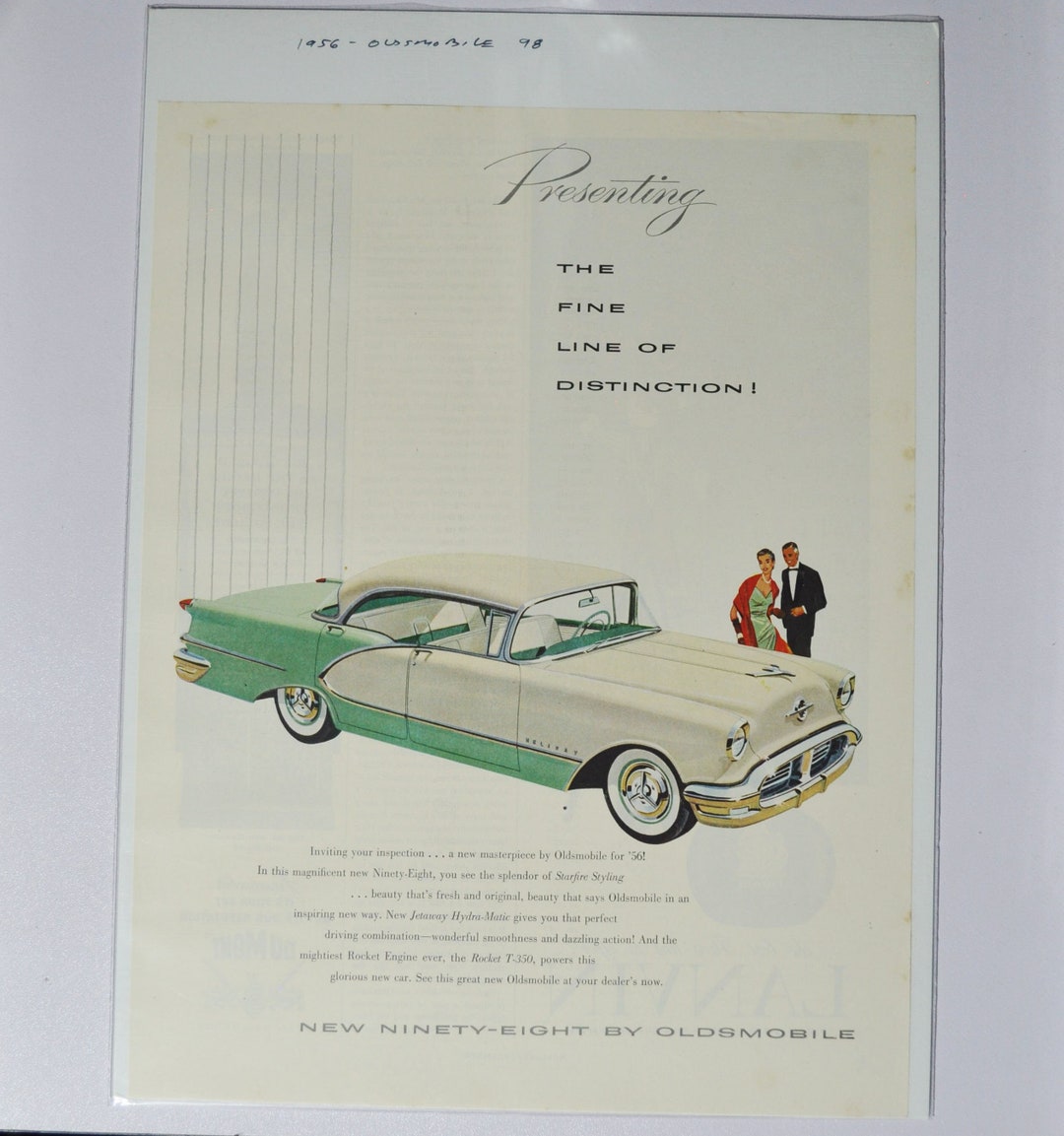 Large Car Ad 1956 Oldsmobile 98 (GM Company Classic Old Photo ...