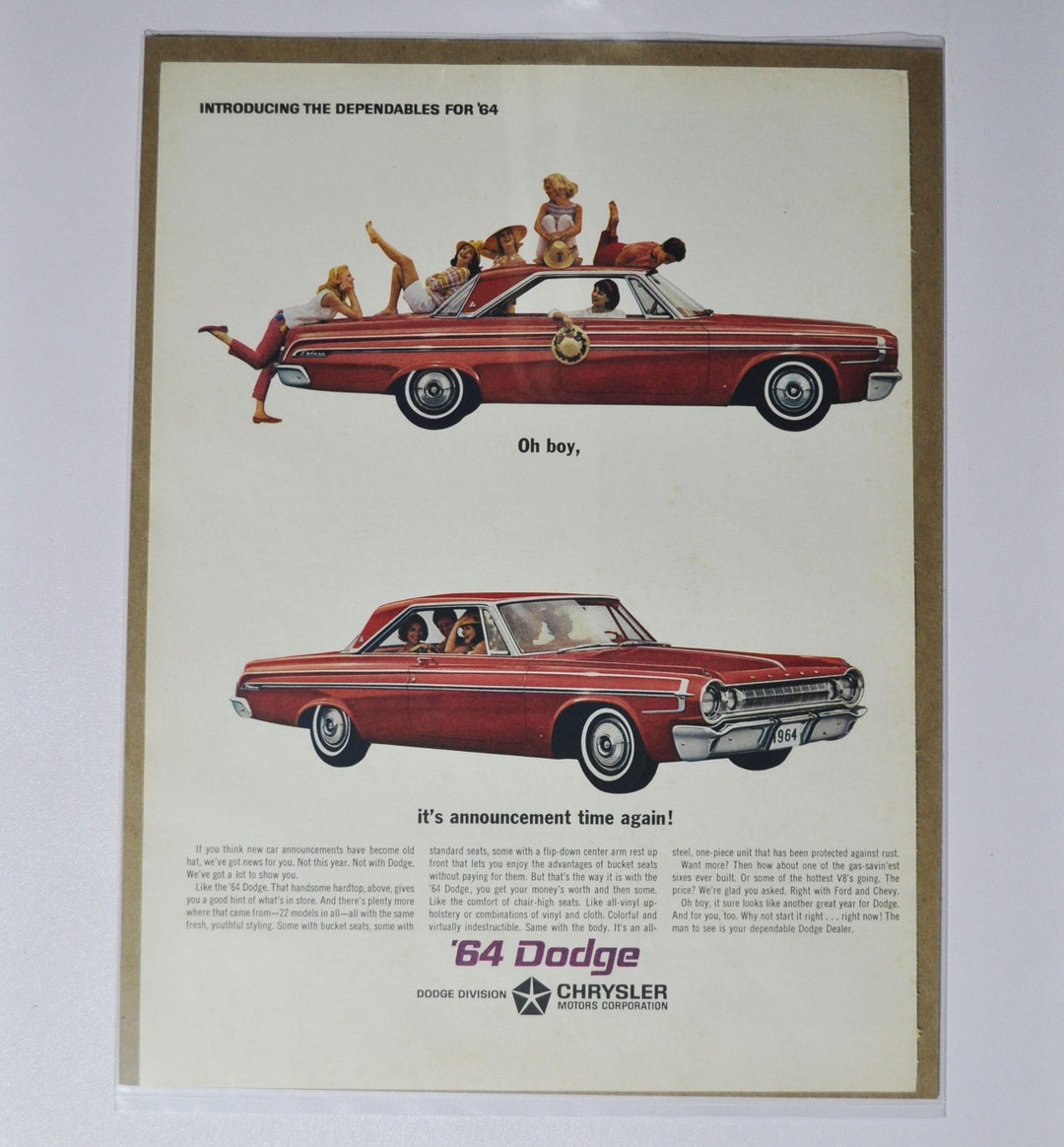 Large Car Ad 1964 Dodge (motor Company Classic Old Photo Advertisement ...