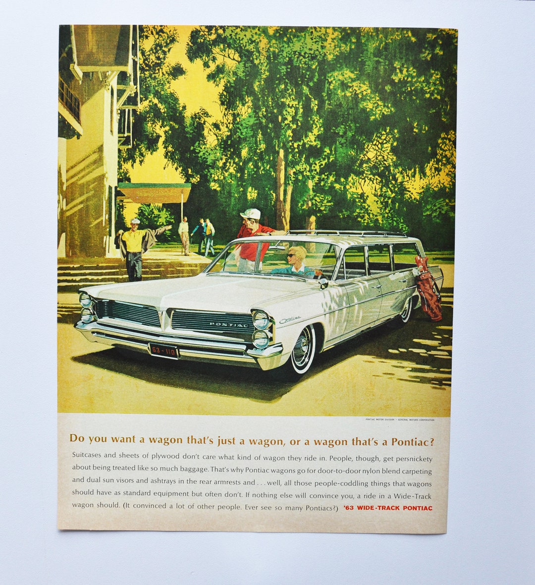 Large Car Ad 1963 Pontiac Catalina Wagon (GM General Motors Company ...