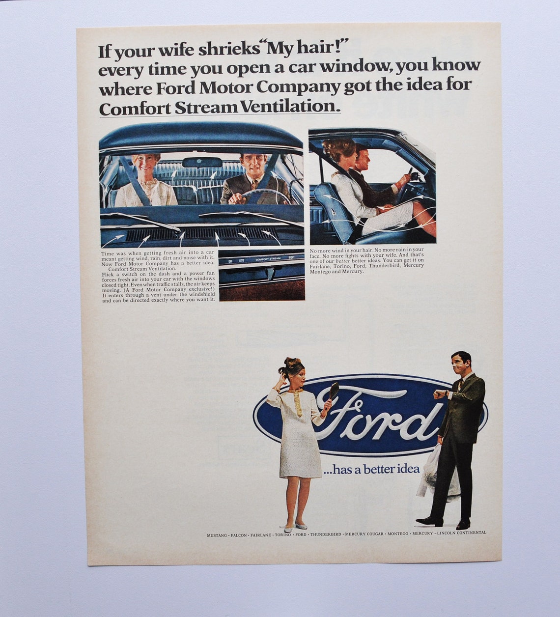 Large Car Ad 1968 Ford Better Idea (motor Company Classic Old Photo ...