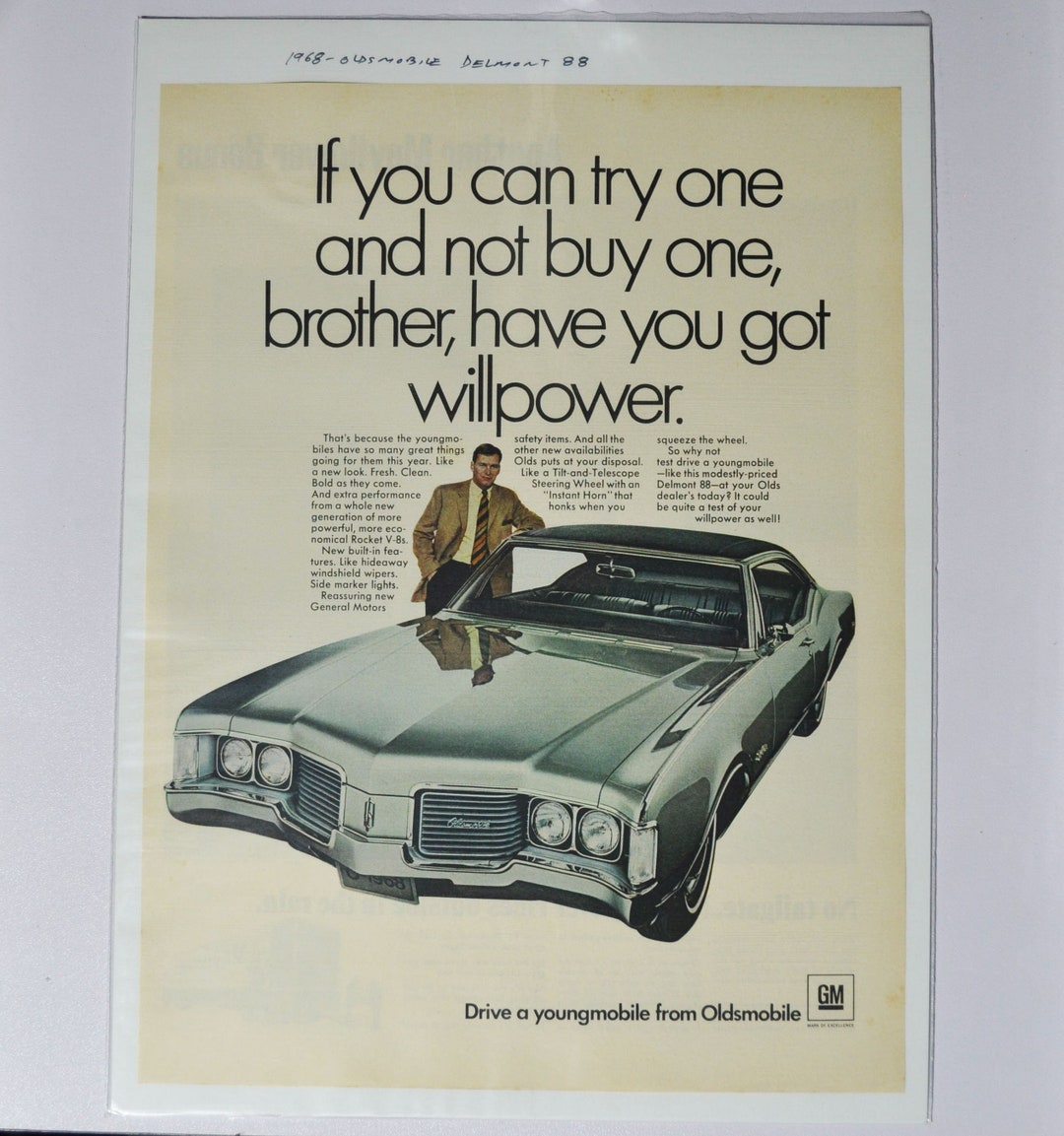 Large Car Ad 1968 Oldsmobile Delmont 88 (GM General Motors Classic Old ...
