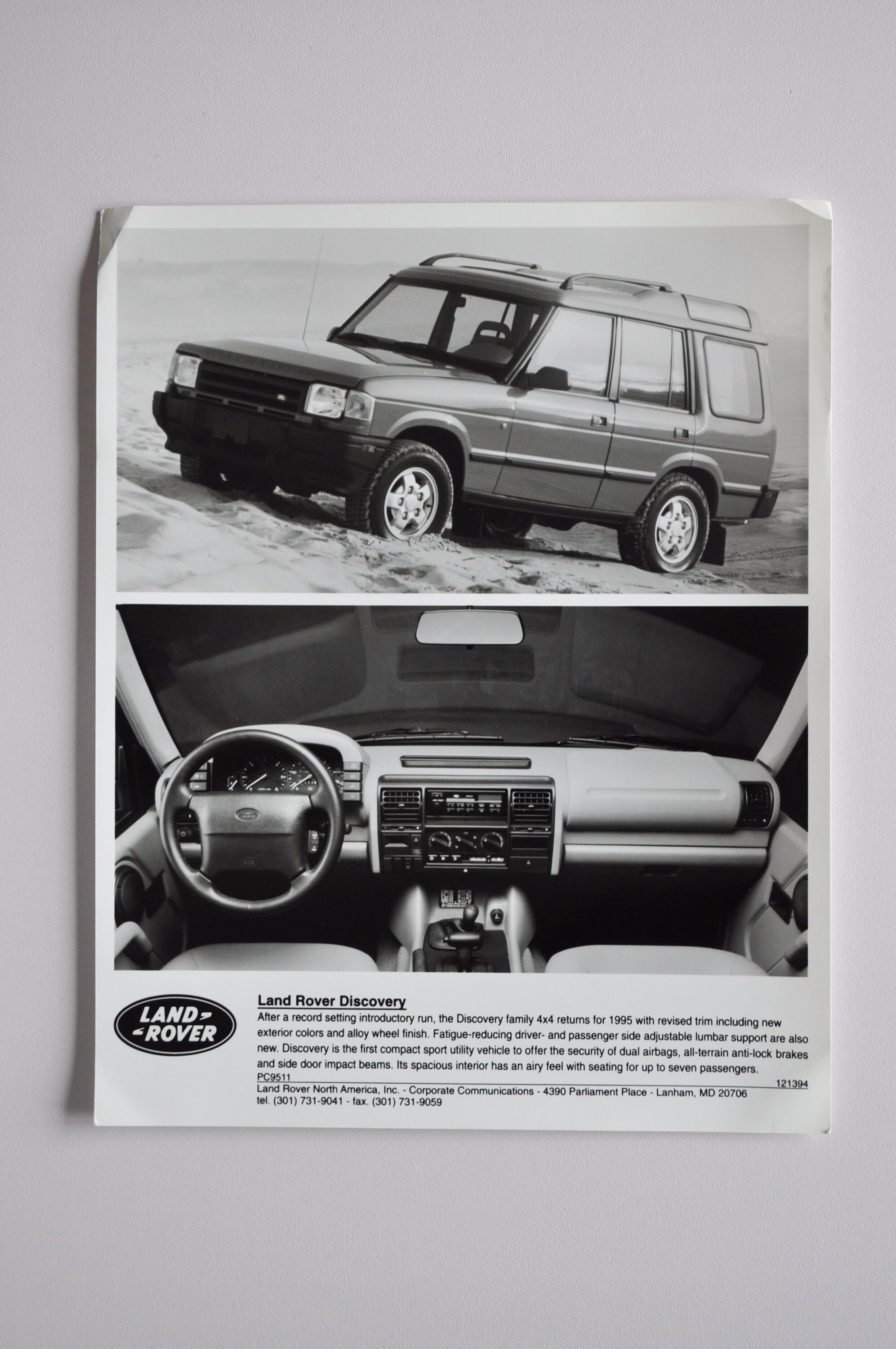 Large Photo 1995 Land Rover Discovery (car Press Photograph Picture ...