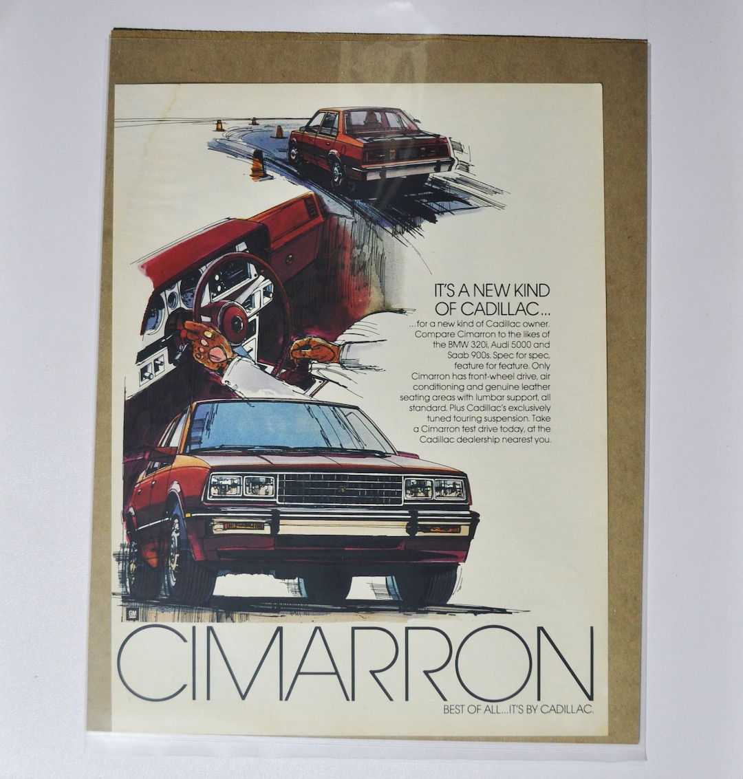 Large Car Ad Cadillac Cimarron (motor Company Classic Old Photo ...