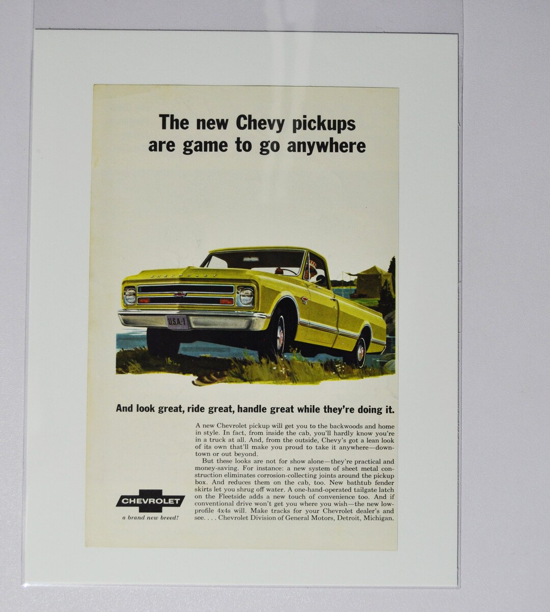 Car Ad 1967 Chevrolet Chevy Pickup general Motors Company Classic Old ...