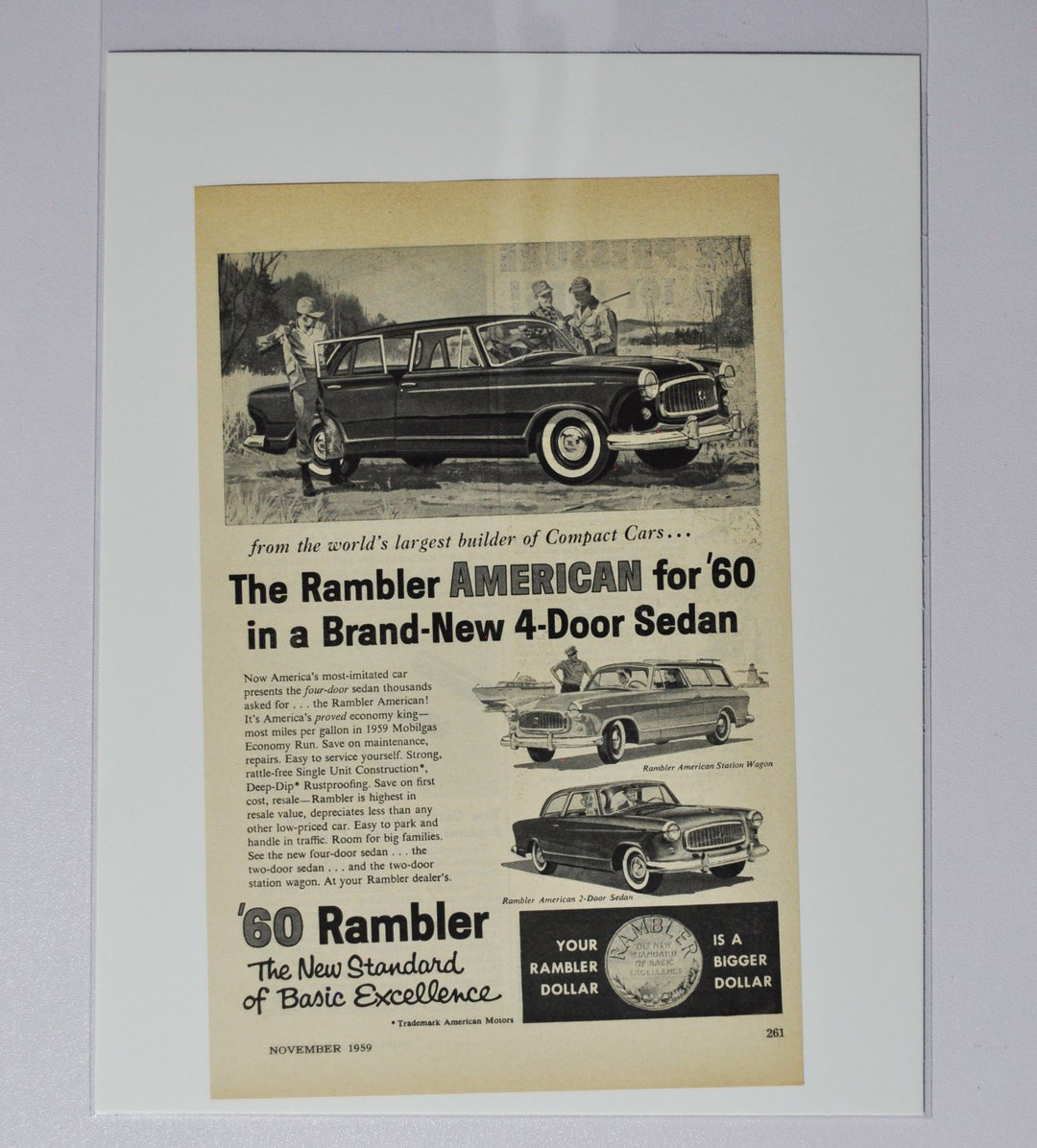 Car Ad 1960 AMC Rambler 4-door Sedan (american Motors Company Classic ...