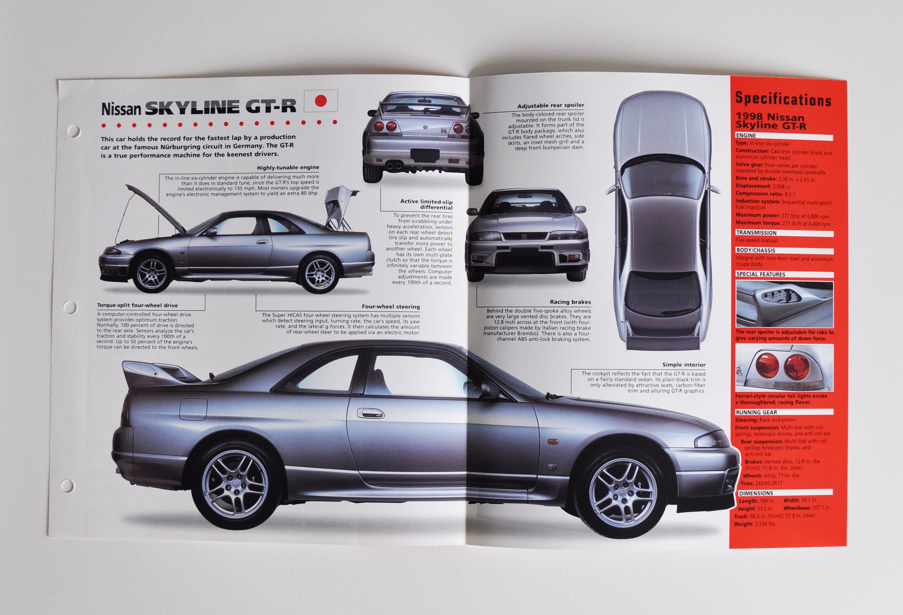 1994-PRESENT Spec Sheet Nissan Skyline GT-R car photo stat info specs ...