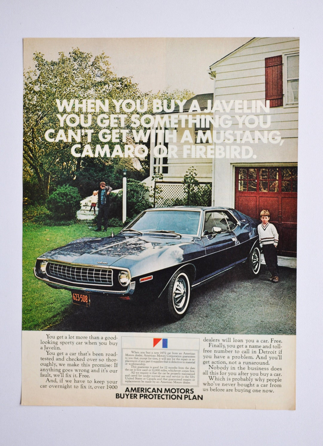 Car Ad 1972 AMC Javelin AMX motor Company Classic Old Photo ...