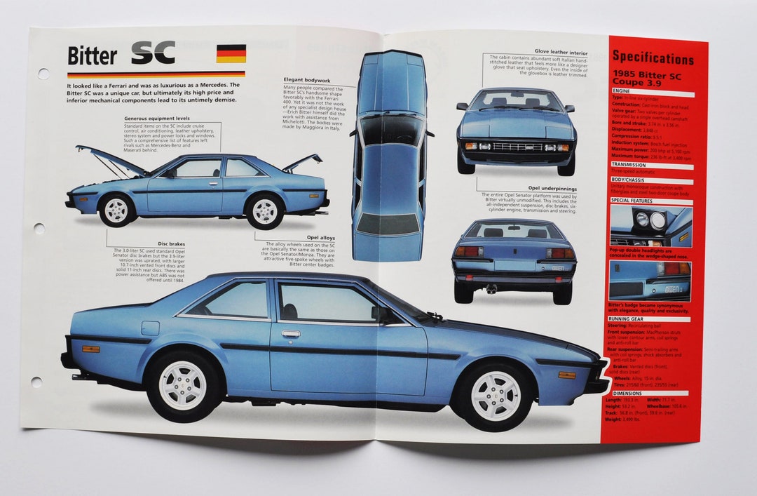 Spec Sheet Bitter SC (1981-1986) (car Photo Stats Info Specs Brochure ...