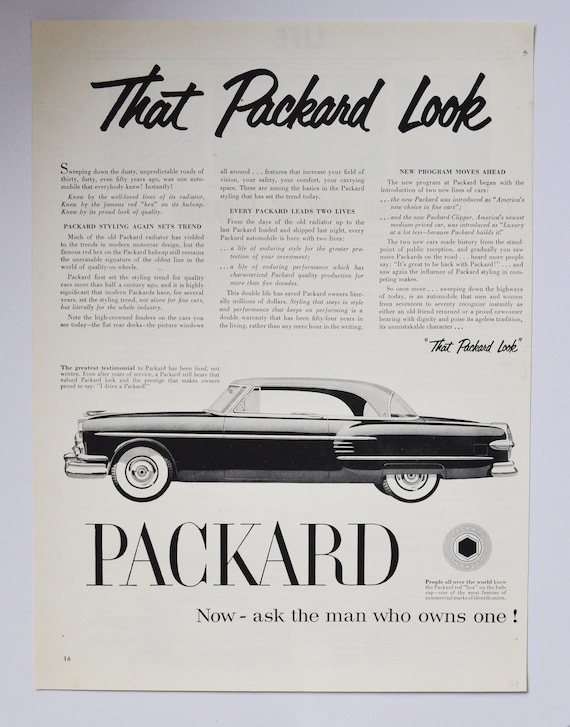 Large Car Ad 1954 Packard motor car company classic old photo | Etsy