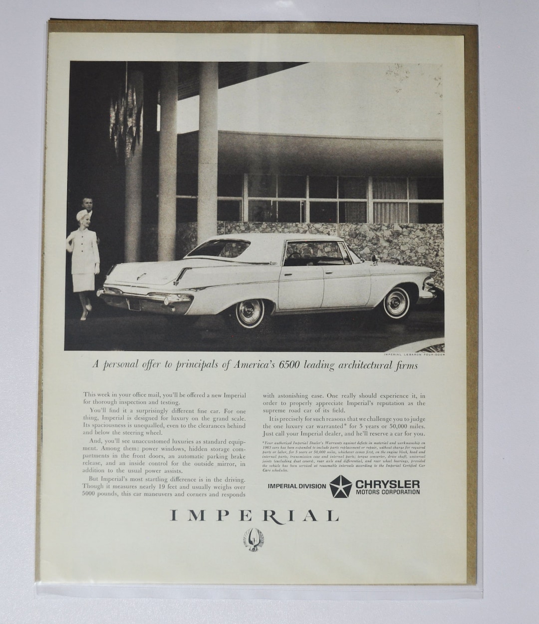 Large Car Ad 1963 Chrysler Imperial Lebaron Four-door (motor Company ...
