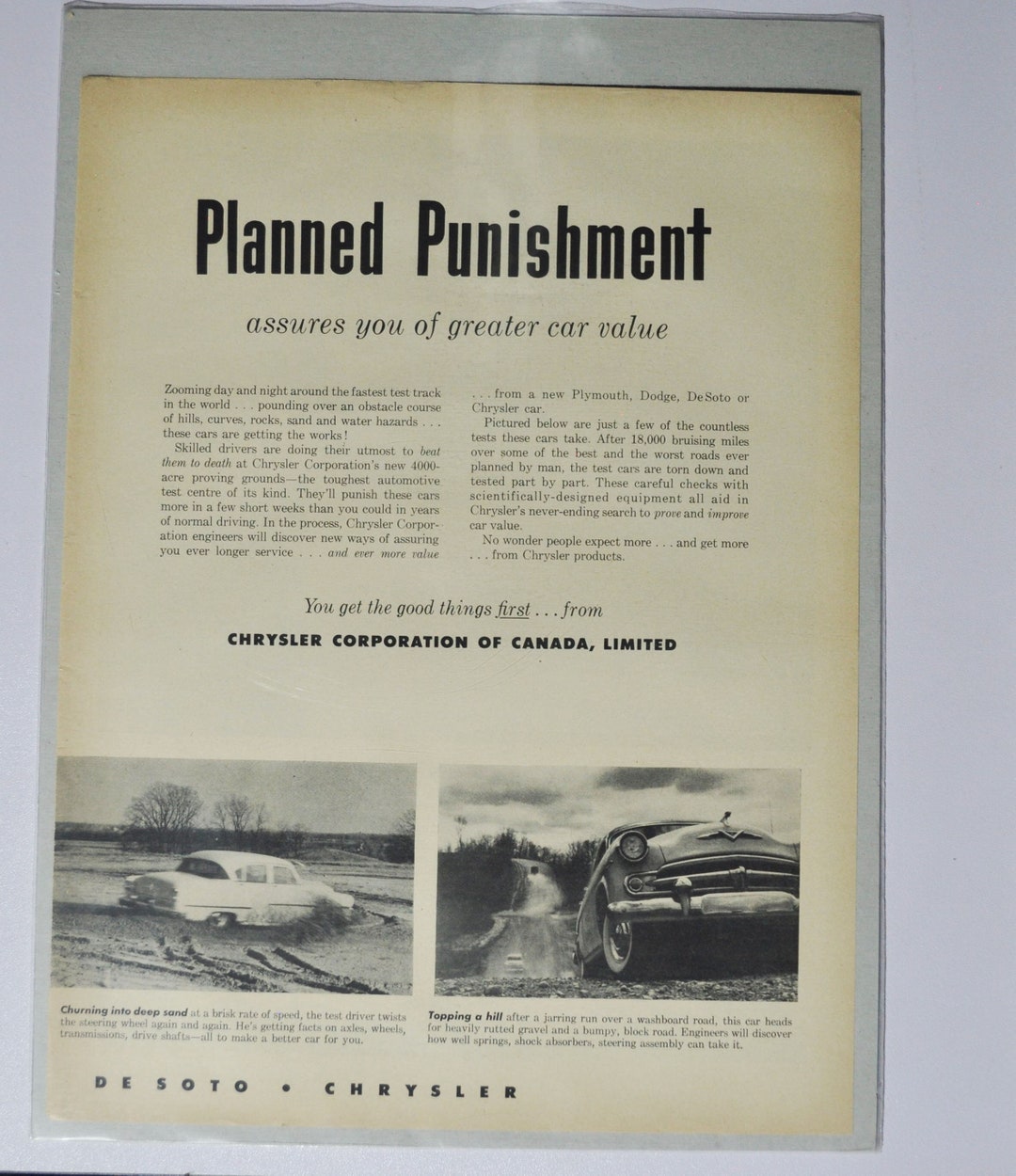 Large Car Ad Chrysler Corporation (motor Company Classic Old Photo ...