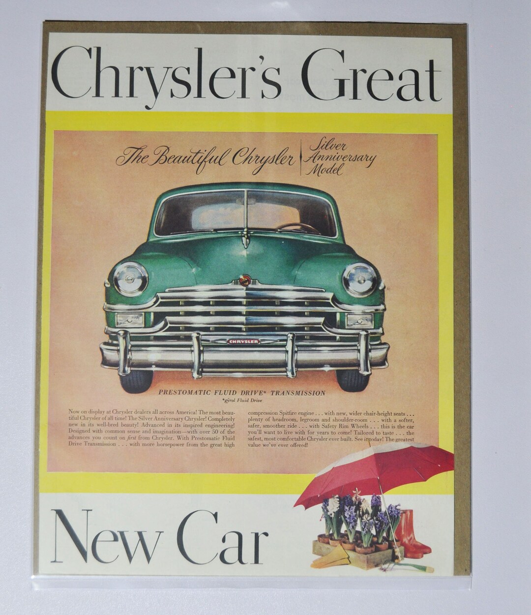 Large Car Ad 1949 Chrysler Silver Anniversary Model (motor Company ...
