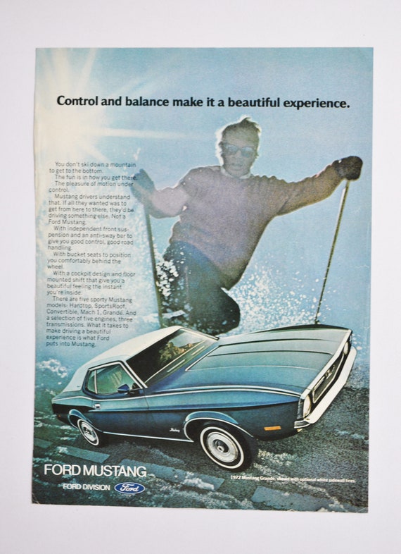 Collectibles Art & Collectibles Vintage 1972 Ford Mustang Print Ad etna ...
