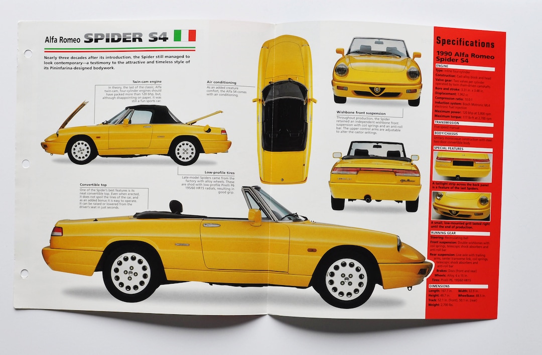 Spec Sheet Alfa Romeo Spider S4 (1990-1994) (car Photo Stat Info Specs ...