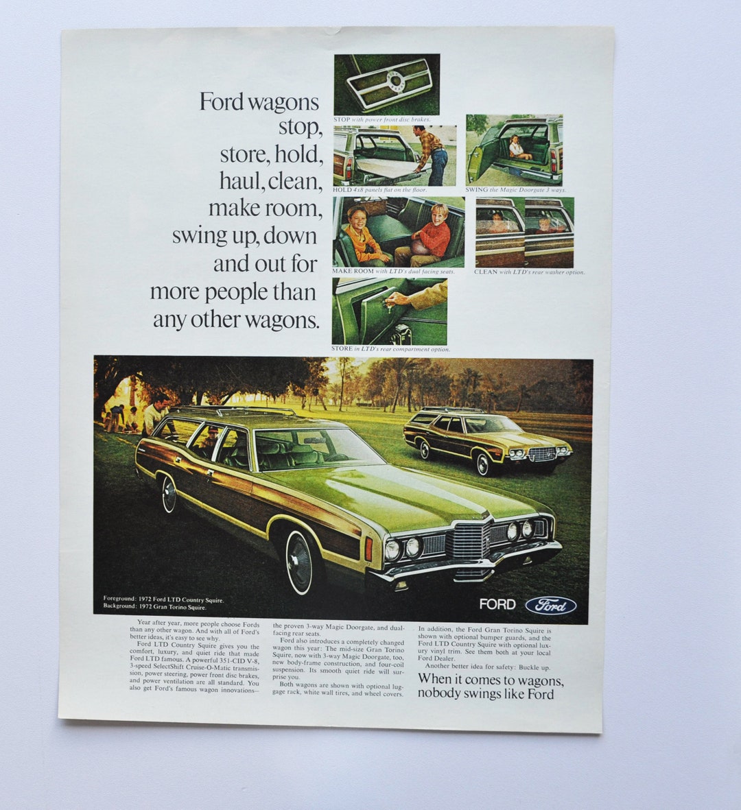 Large Car Ad 1972 Ford Wagons motor Company Classic Old Photo ...