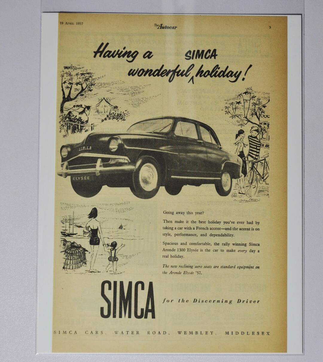 Car Ad 1957 Simca (motor Company Classic Old Photo Advertisement Parts ...
