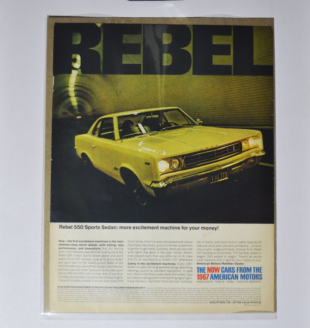 Large Car Ad 1967 AMC Rebel 550 Sports Sedan (american Motors Company ...