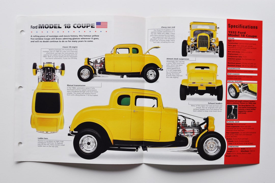 Spec Sheet Ford Model 18 Coupe (1932) (car Photo Stat Motor Info Specs ...