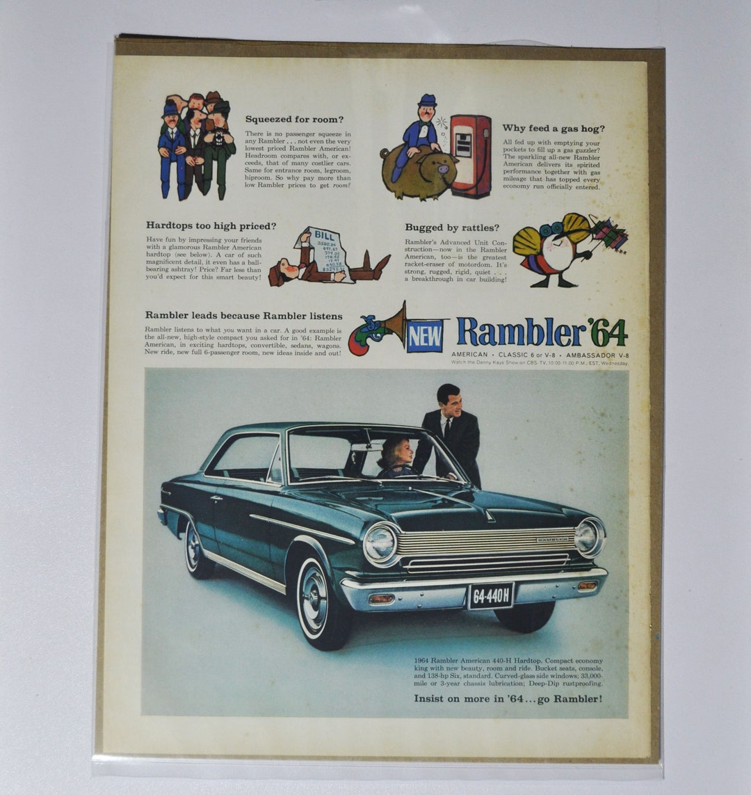 Large Car Ad 1964 AMC Rambler American 440-H Hardtop (american Motors ...