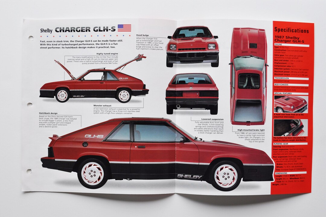 Spec Sheet Shelby Charger GLH-S (1987) (car Photo Stat Info Specs ...