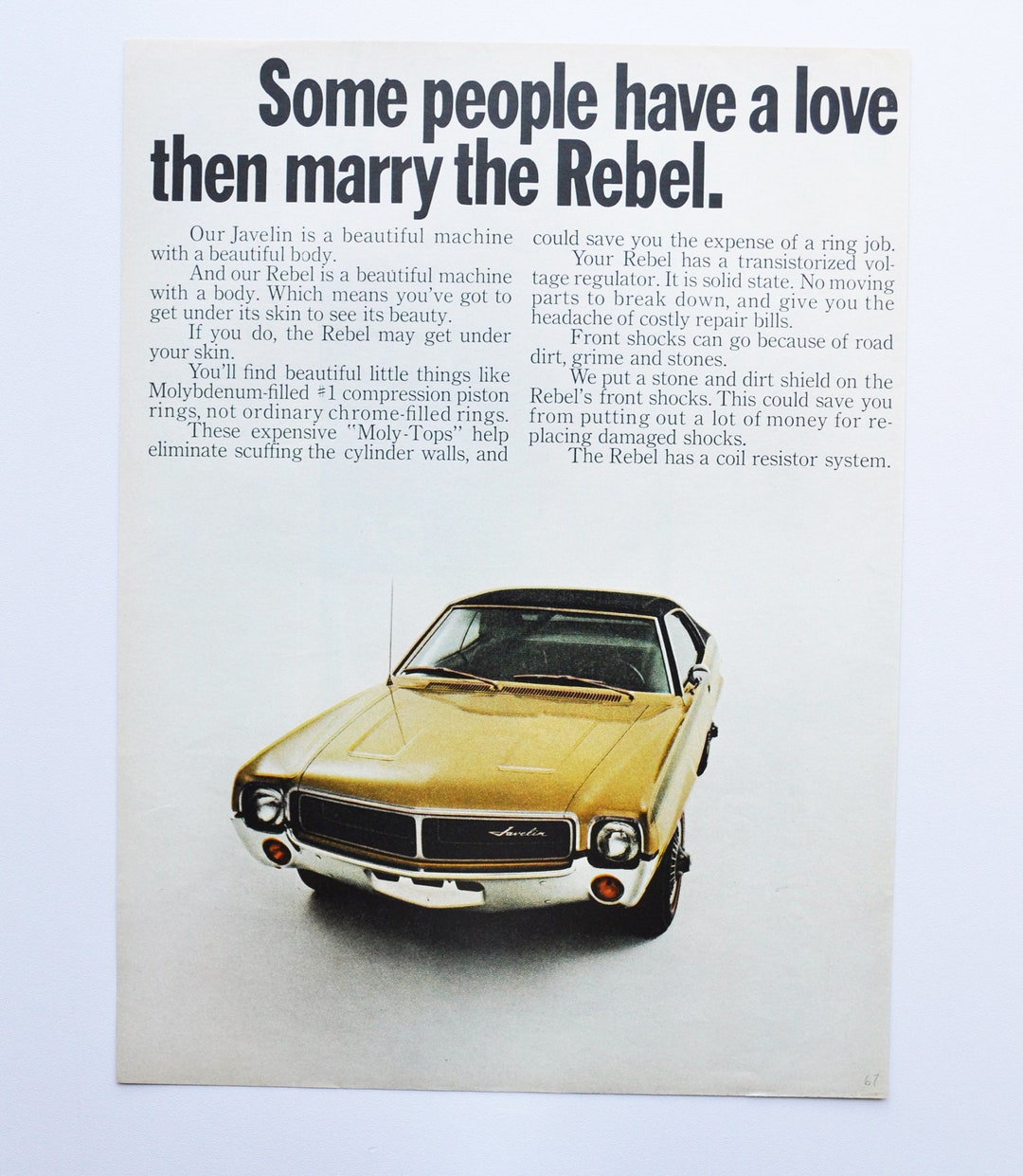 Large Car Ad 1967 Rambler Rebel (american Motors Company Classic Old ...