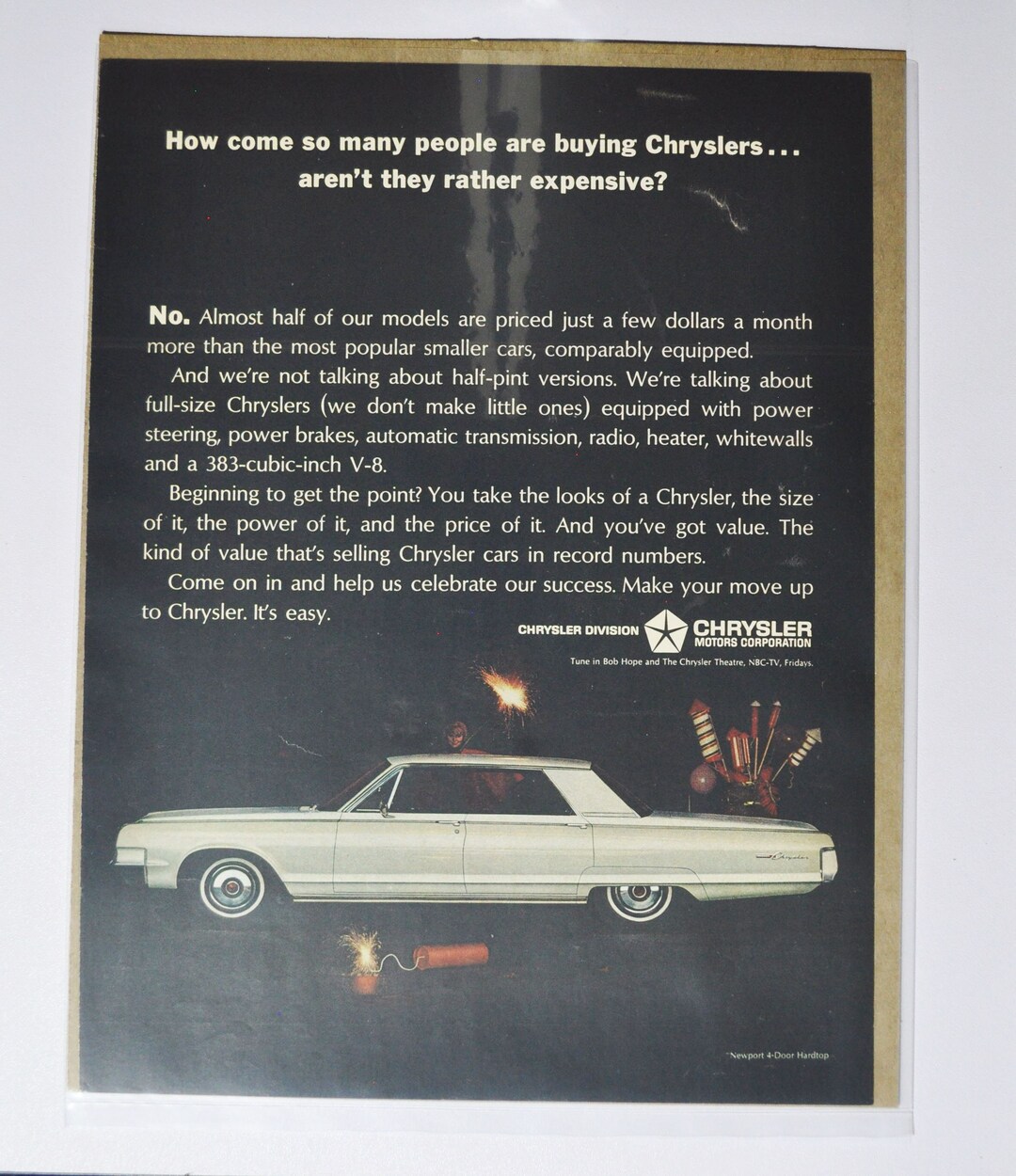 Large Car Ad Chrysler Newport 4-door Hardtop (motor Company Classic Old ...
