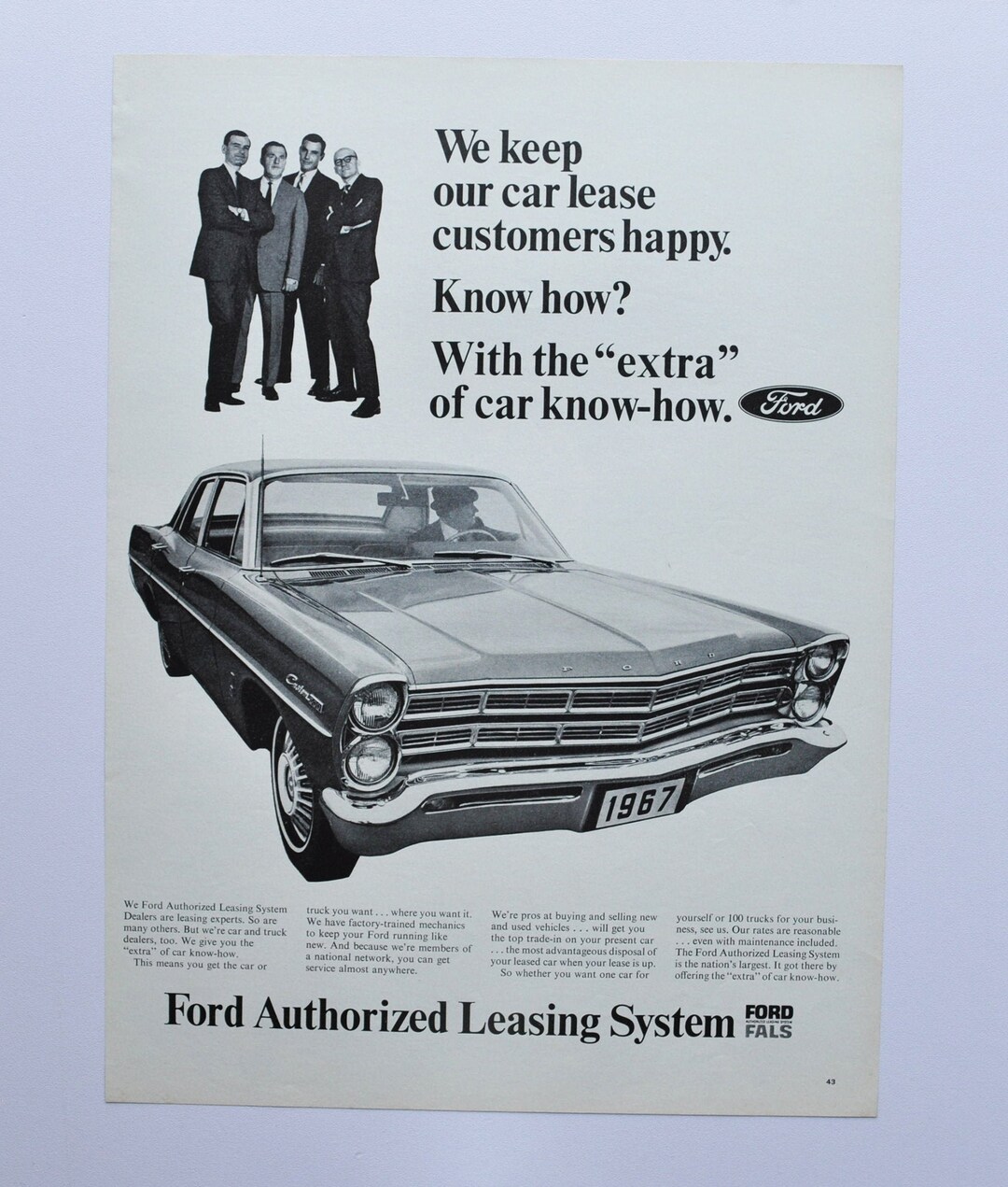 Large Car Ad 1967 Ford Authorized Leasing System (motor Company Classic ...