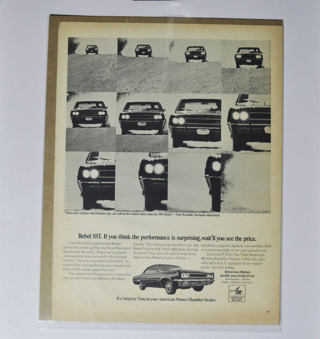 Large Car Ad 1967 AMC Rebel (american Motors Company Classic Old Photo ...
