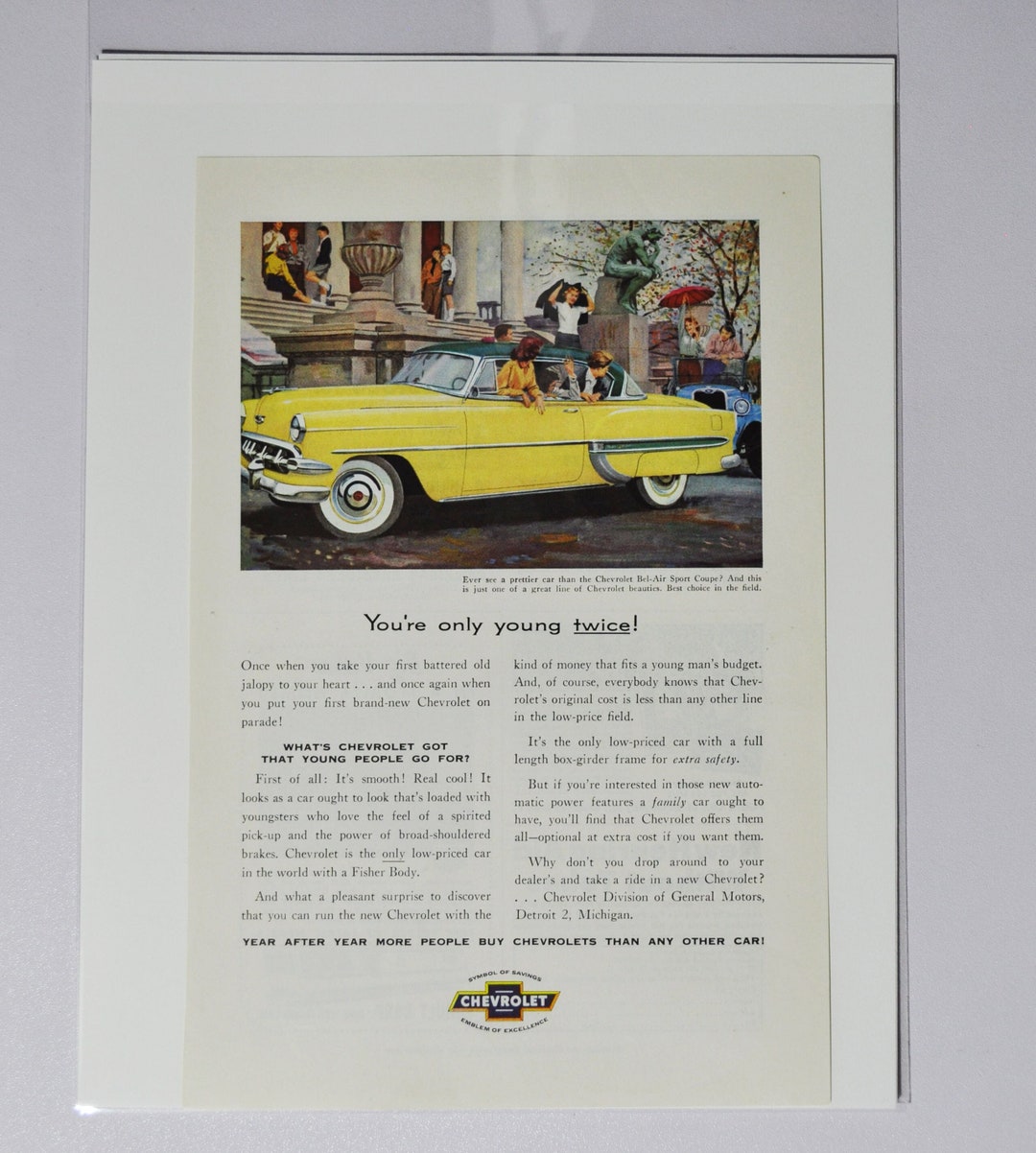 Car Ad Chevrolet Bel Air Sport Coupe (general Motors Company Classic ...