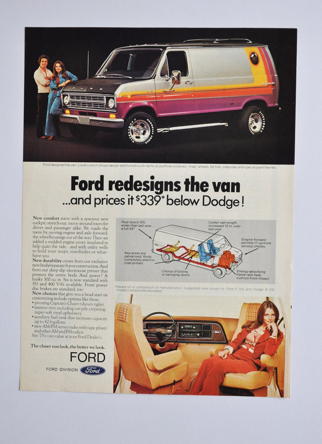 Car Ad 1975 Ford Econoline 150 Van (motor Company Classic Old Photo ...
