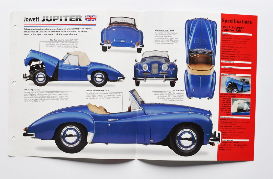 Spec Sheet Jowett Jupiter (1950-1954) (car Photo Stat Info Specs ...