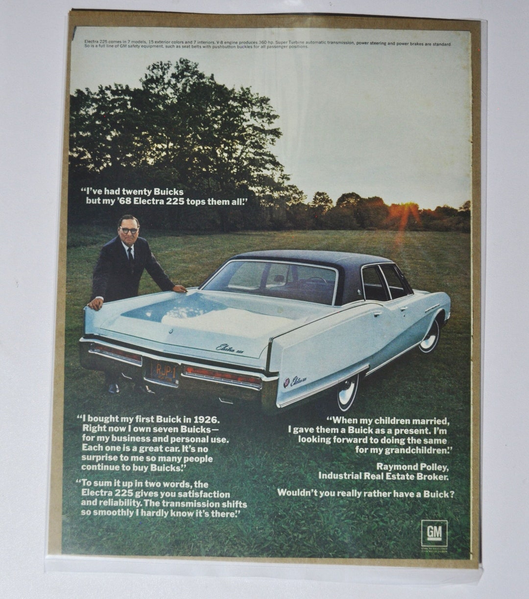 Large Car Ad 1968 Buick Electra 225 (general Motors Company GM Old ...