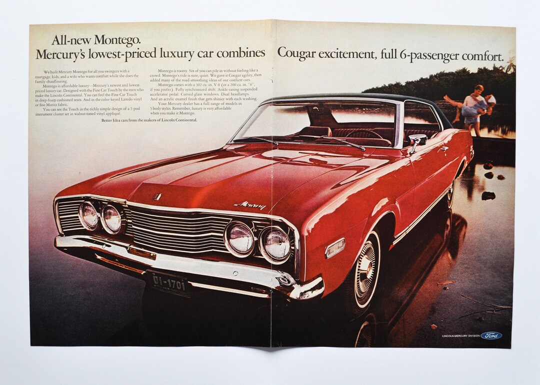2-page Car Ad 1968 Mercury Montego (ford Motor Company Classic Old ...