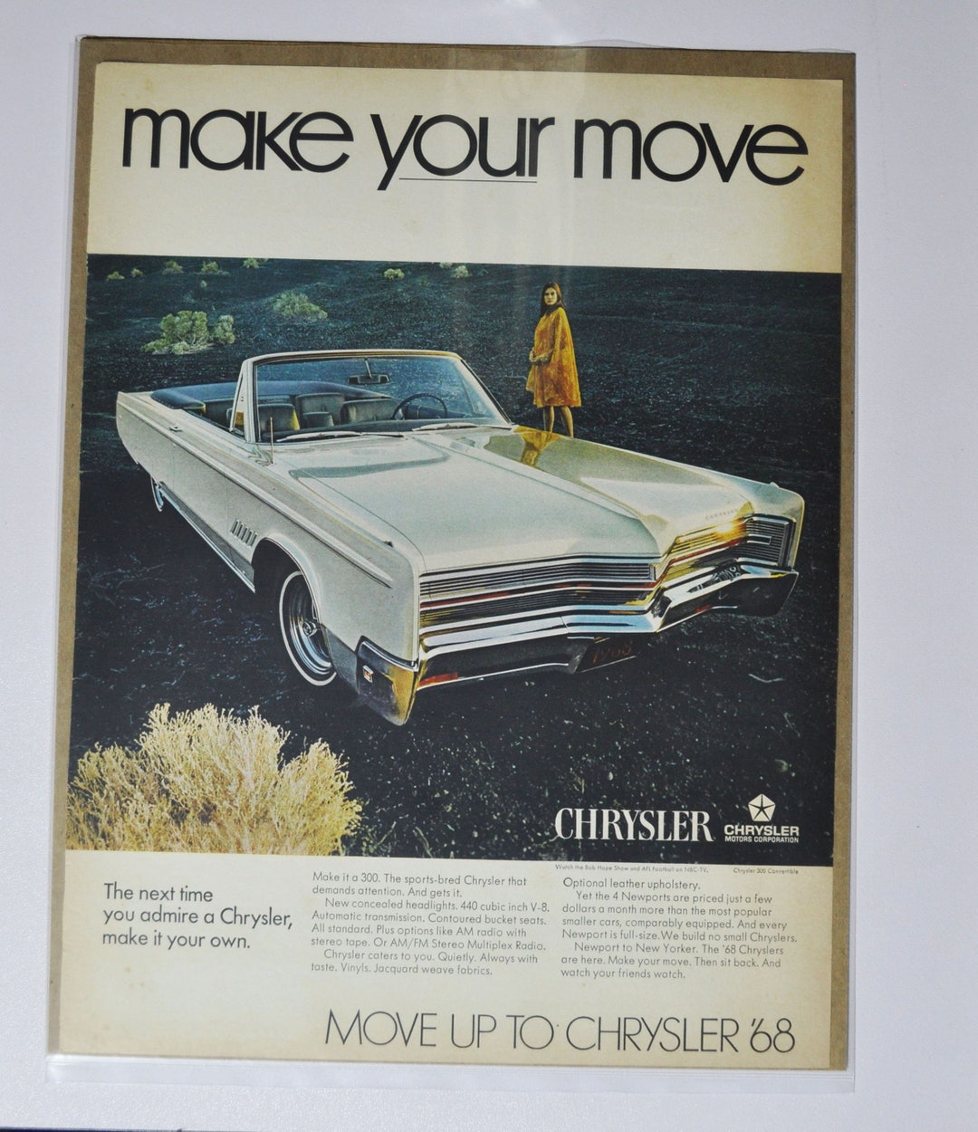Large Car Ad 1968 Chrysler 300 Convertible (motor Company Classic Old ...