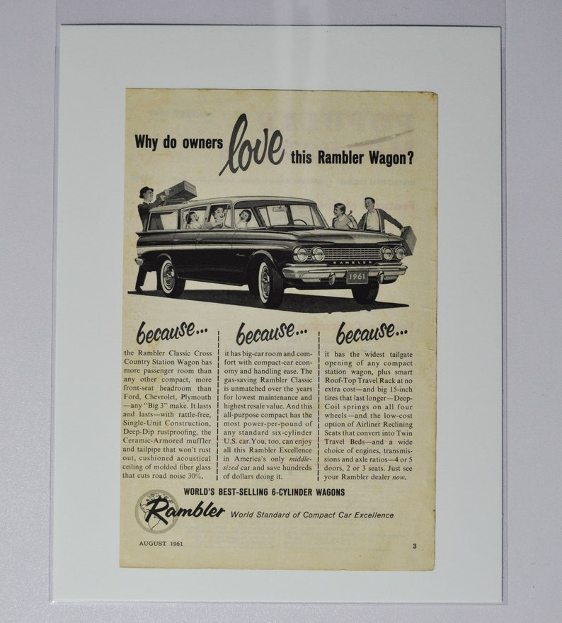 Car Ad 1961 AMC Rambler Classic Cross Country Station Wagon (american ...