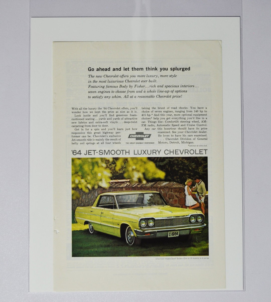 Car Ad 1964 Chevrolet Impala Sport Sedan (general Motors Company ...