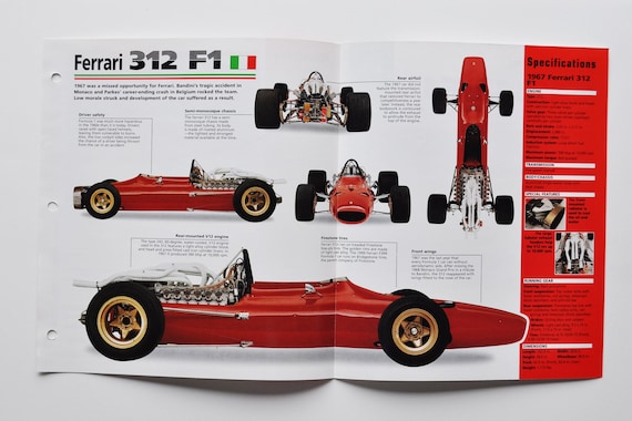 Spec Sheet Ferrari 312 F1 1966-1969 car Photo Stat Info - Etsy