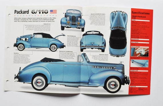 Spec Sheet Packard 6/110 1937-1942 car Photo Stat Info | Etsy