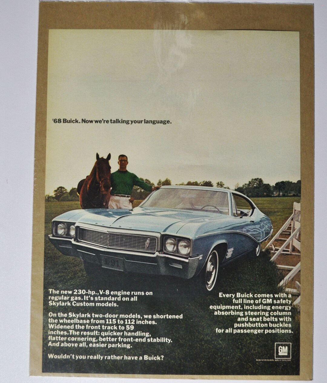 Large Car Ad 1968 Buick Skylark (general Motors Company GM Old Vintage ...