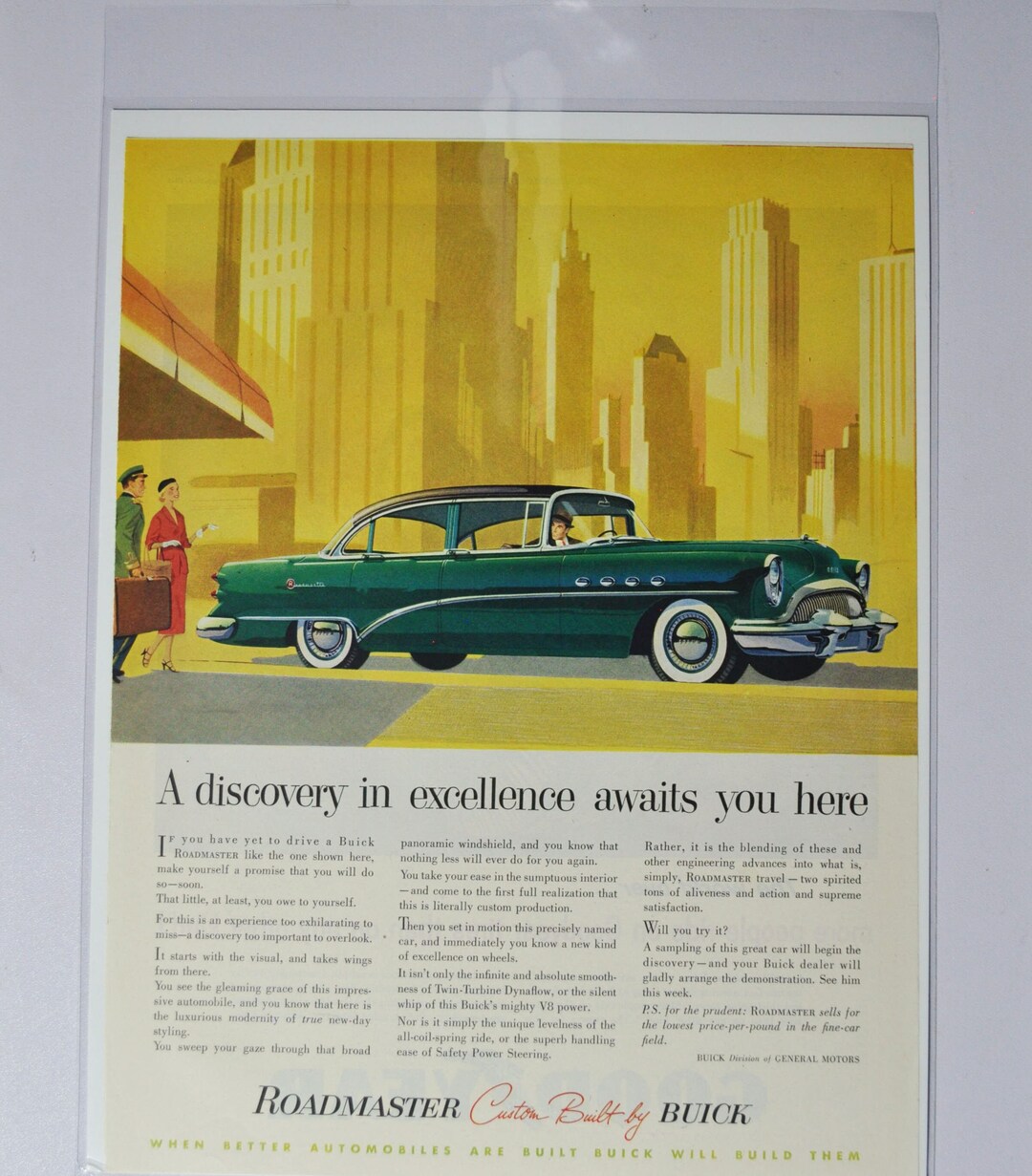 Large Car Ad 1954 Buick Roadmaster (general Motors Company GM Old ...