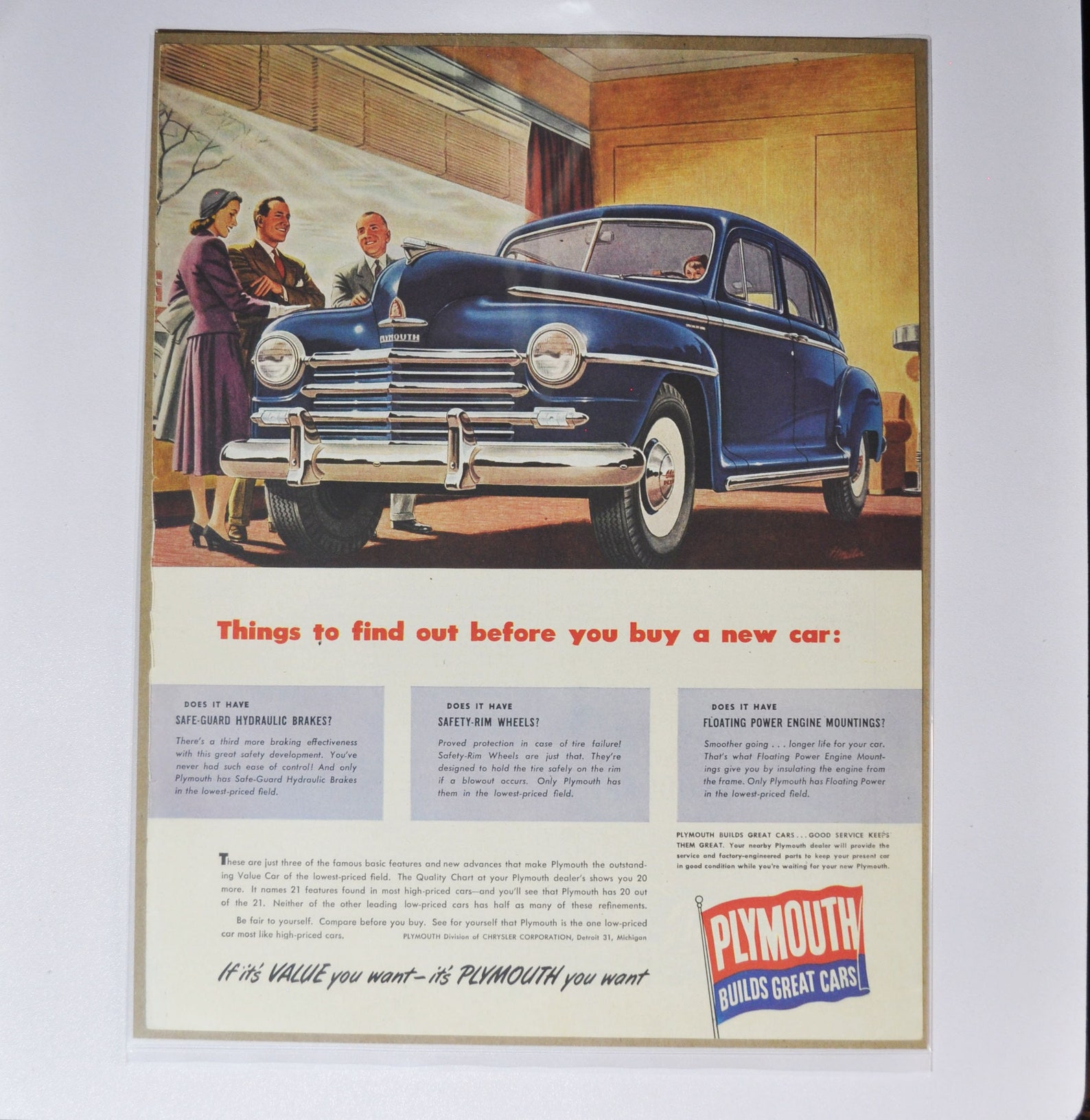 Large Car Ad Plymouth (motor Company Chrysler Old Classic Photo ...