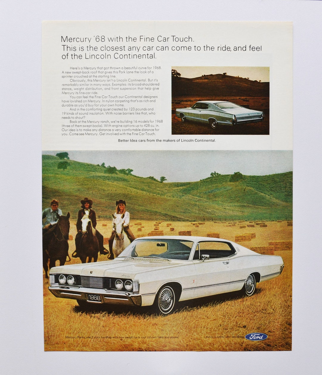 Large Car Ad 1968 Mercury Park Lane (ford Motor Company Classic Old ...